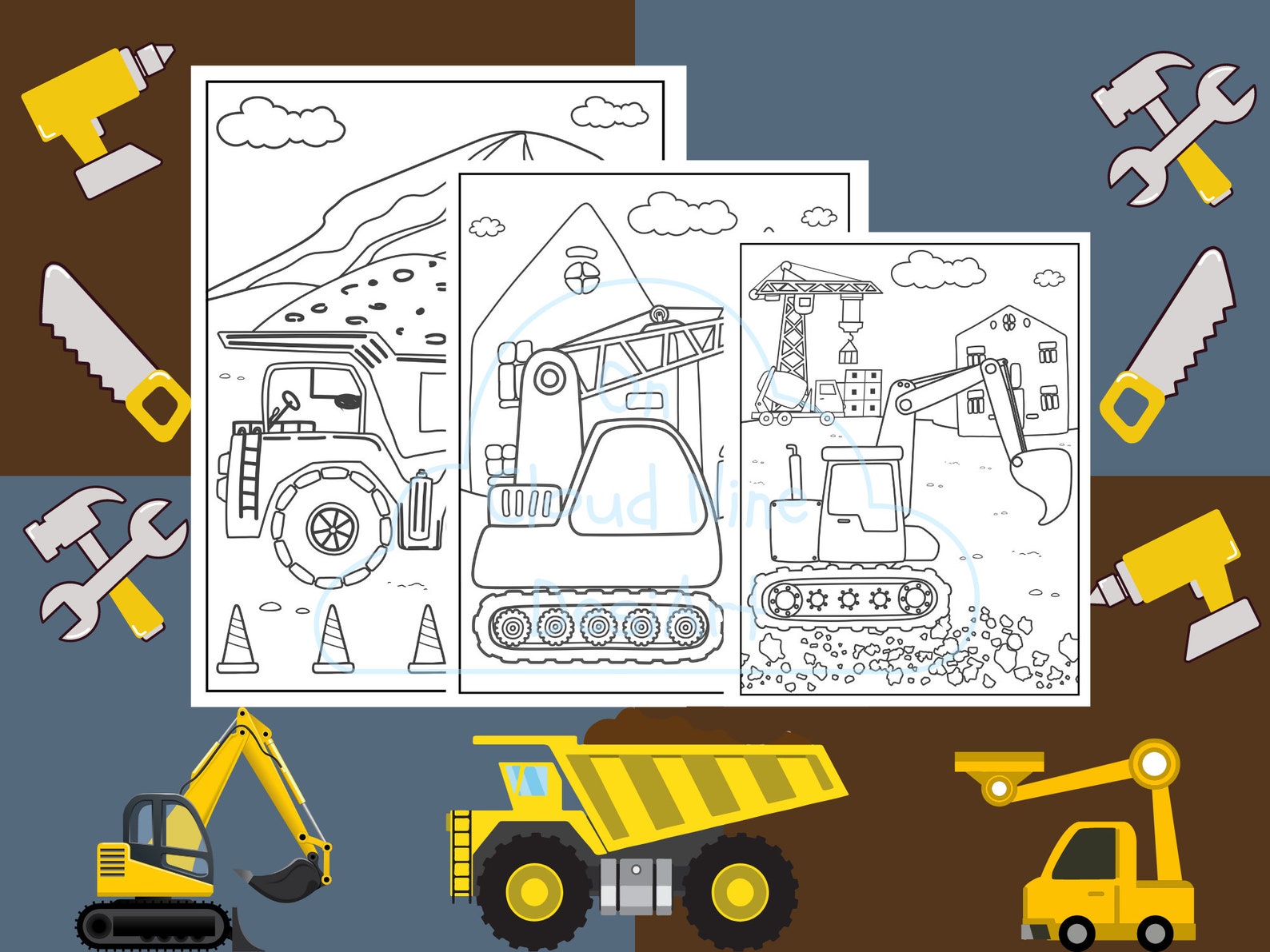 Construction Trucks Coloring Pages, Heavy Equipment Coloring Book Boys ...