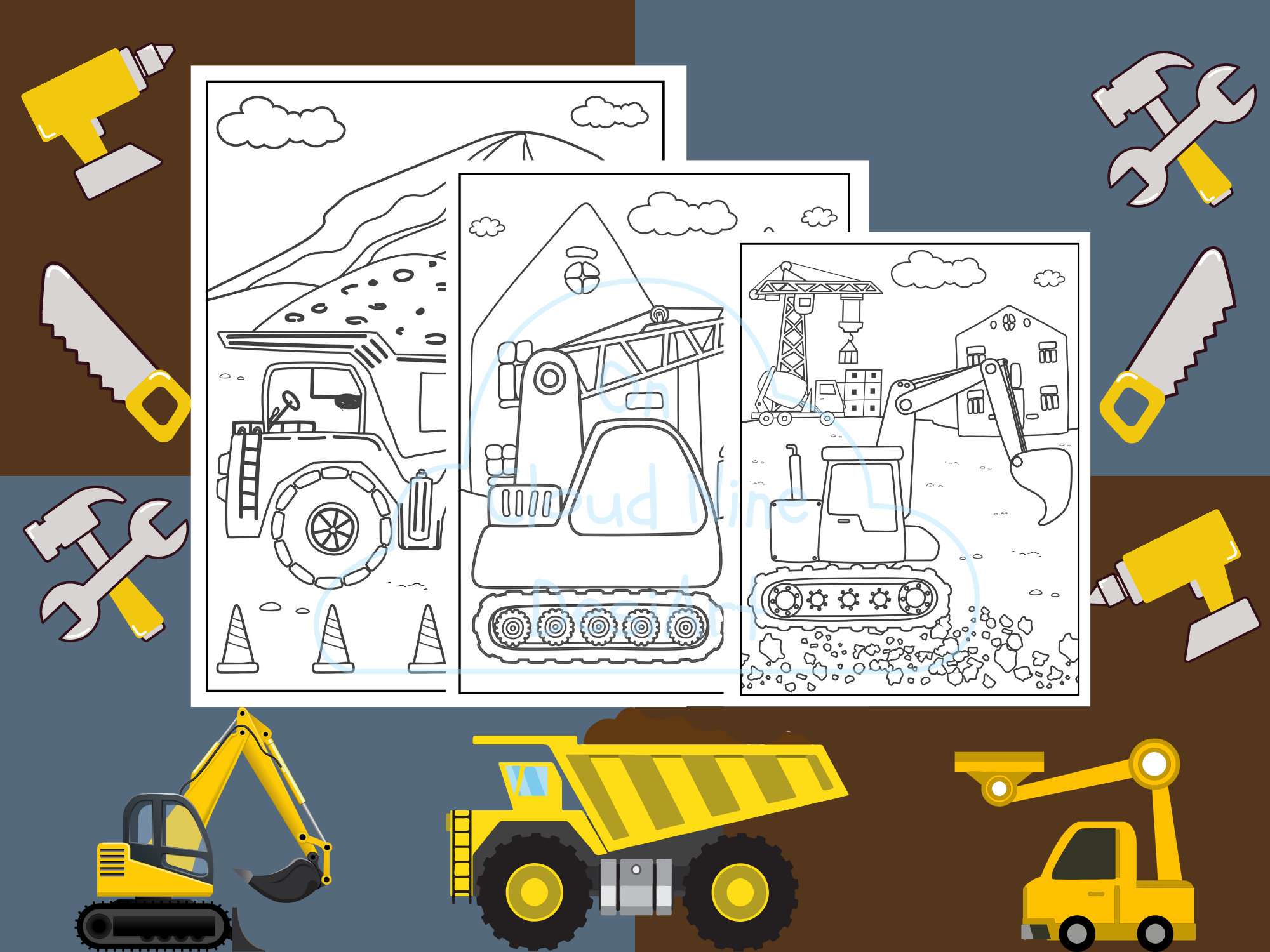 Construction Trucks Coloring Pages, Heavy Equipment Coloring Book Boys ...