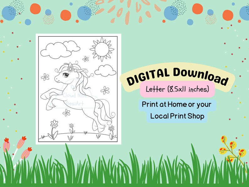 Pony Coloring Pages, Pony Mini Horse Coloring Book for Girls, Cute Pony ...