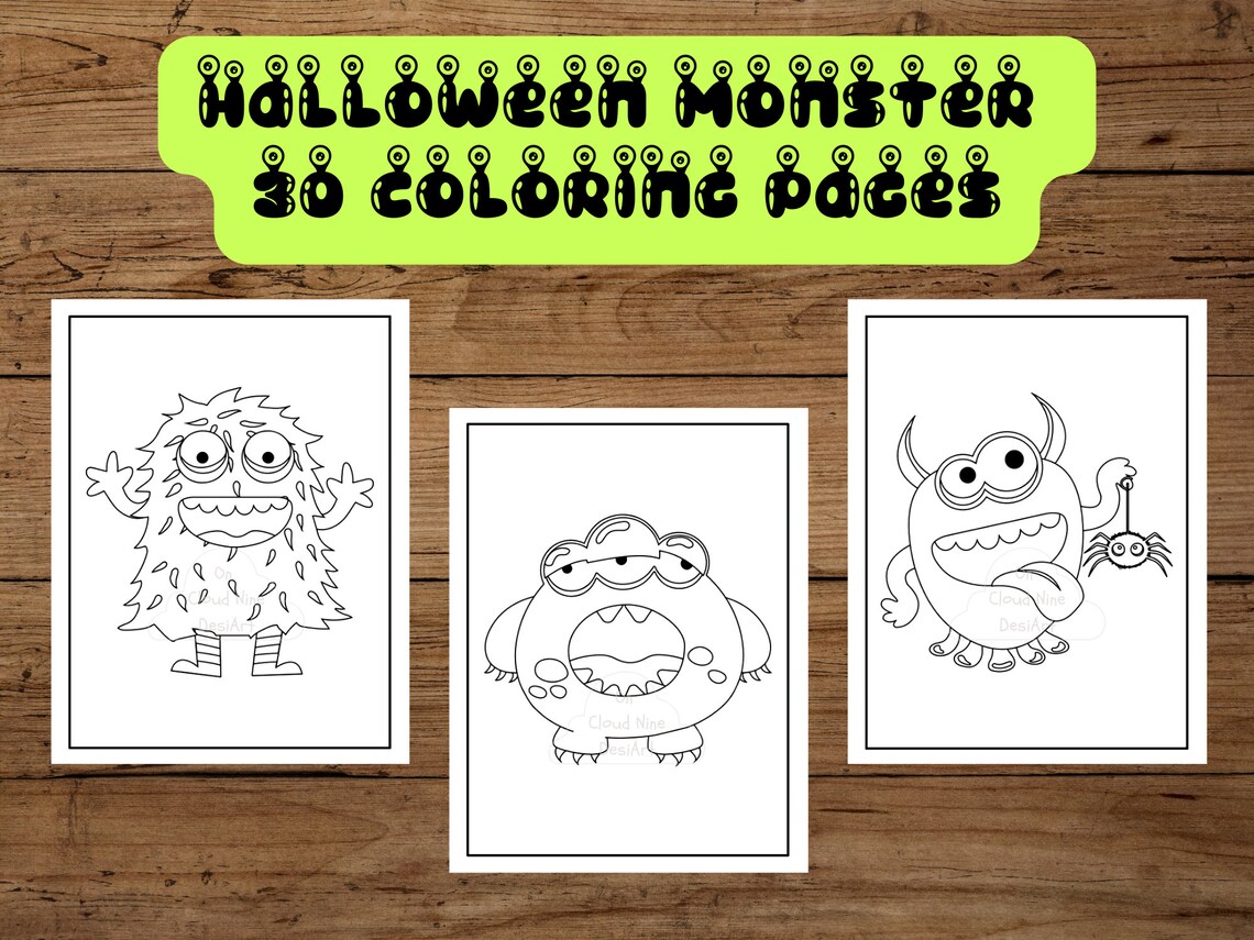 Halloween Monster Coloring Book, Monsters Colouring Pages for Kids ...
