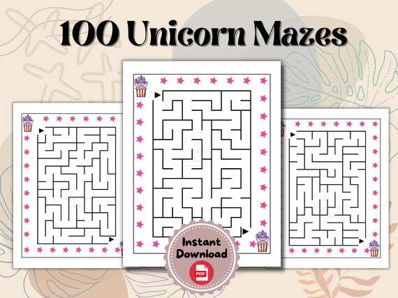 Unicorn Mazes Unicorn Printable Activity 100 Unicorn Maze - Etsy