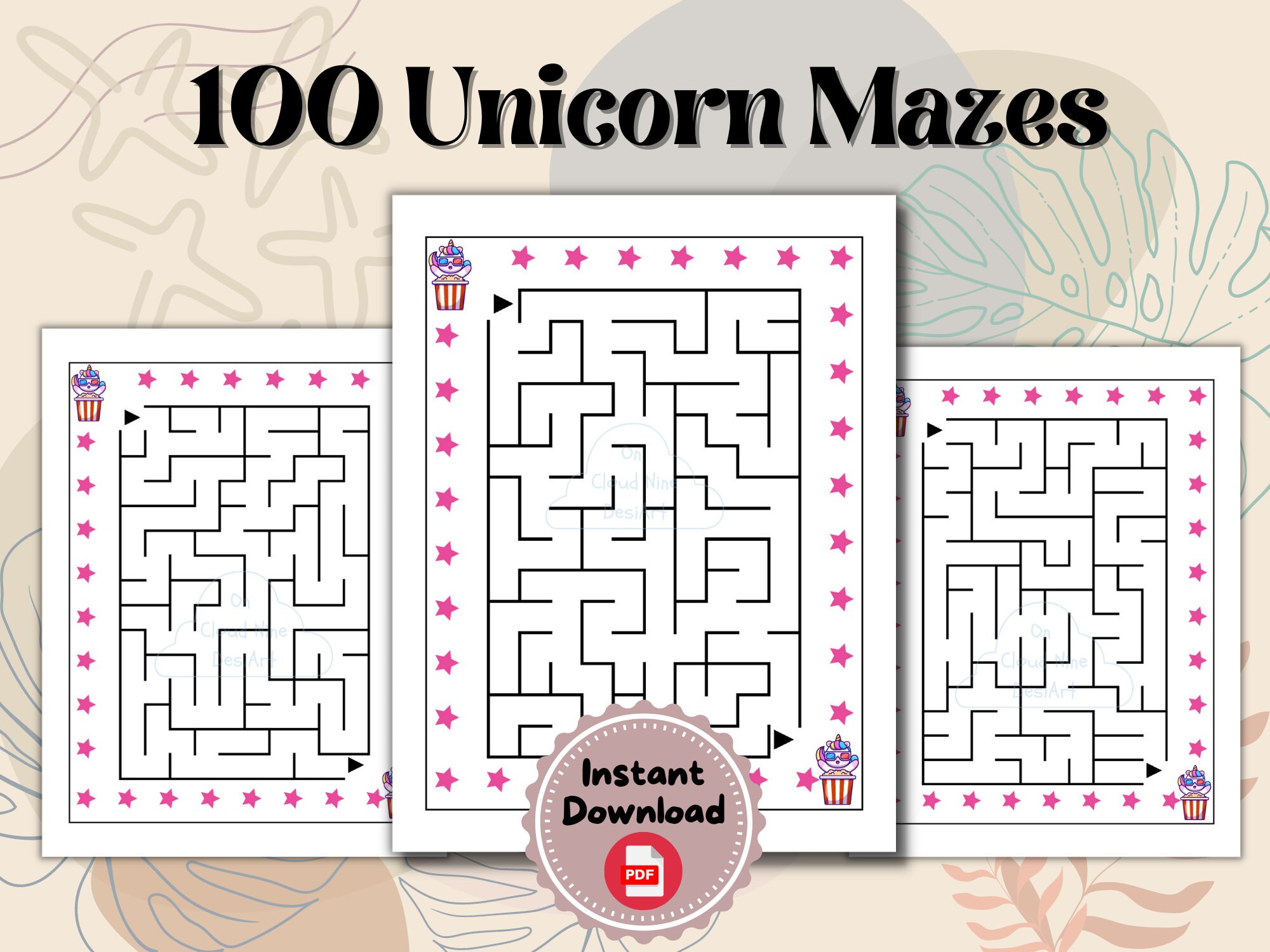 Unicorn Mazes, Unicorn Printable Activity, 100 Unicorn Maze Games ...