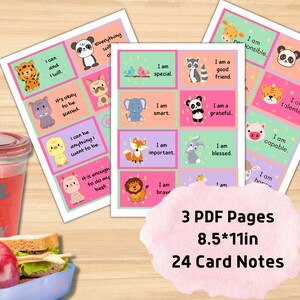 Printable Lunchbox Notes for Kids, Kindergarten Positive Affirmation ...