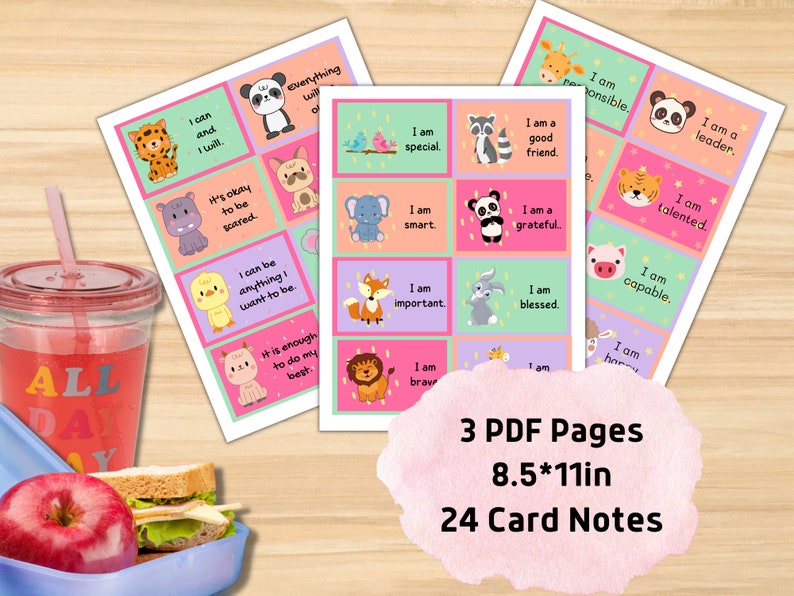 Printable Lunchbox Notes for Kids, Kindergarten Positive Affirmation ...