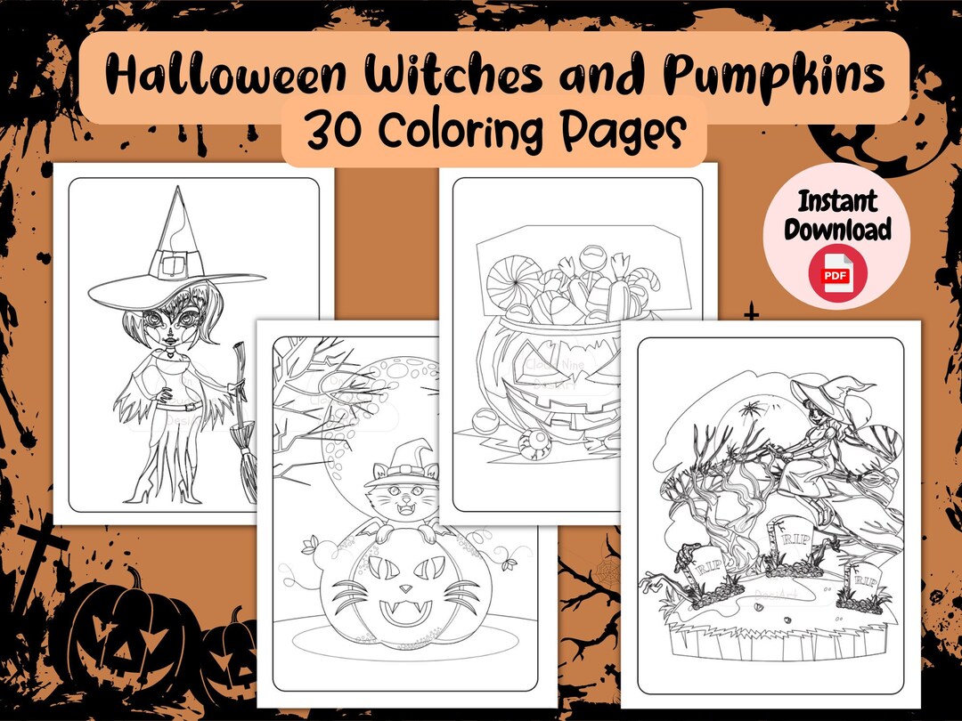 Halloween Coloring Activity Book for Kids, Ghosts Witches Pumpkins ...