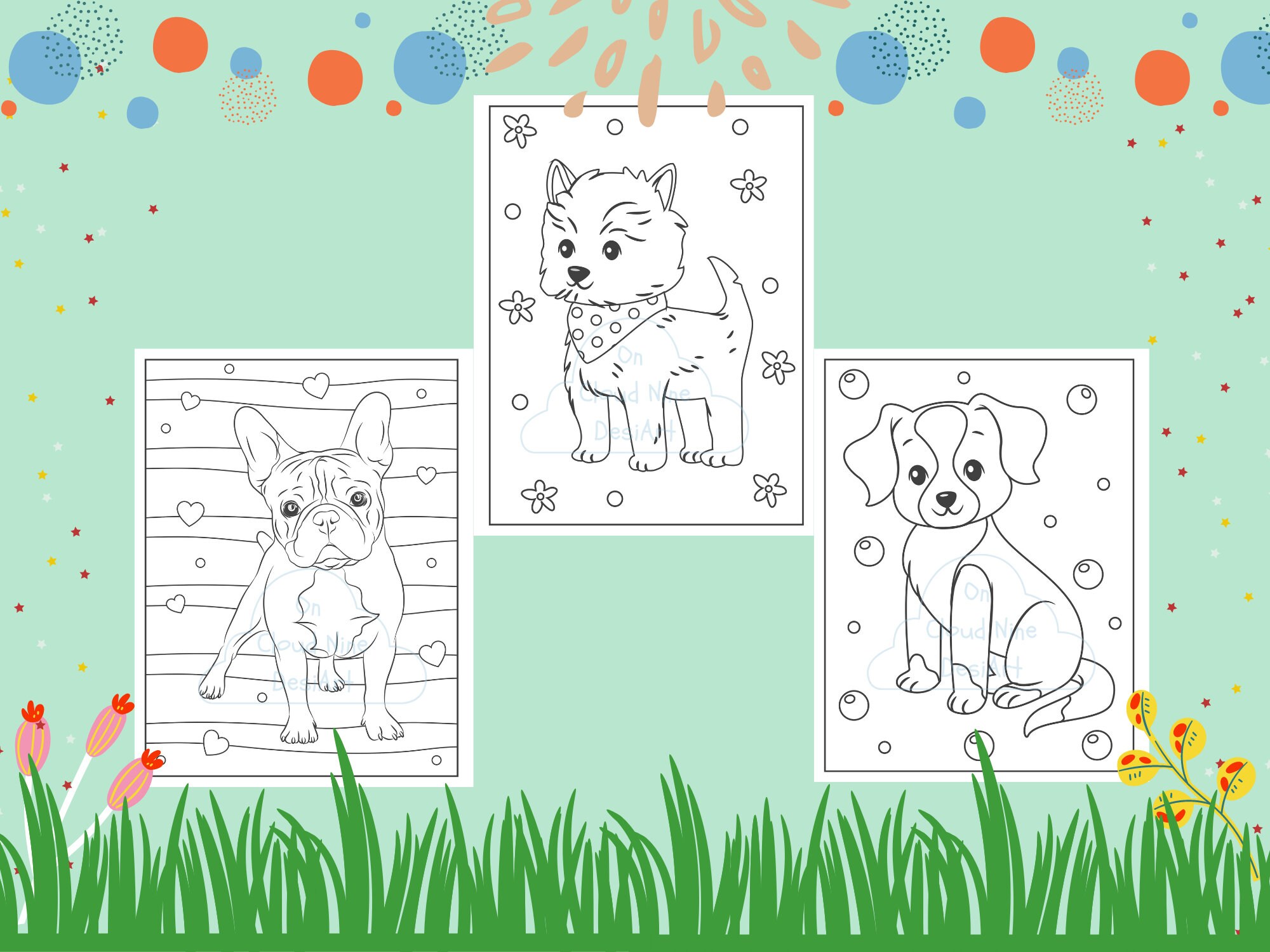 Puppy Coloring Pages, Cute Puppy Coloring Book for Kids, Doggies ...