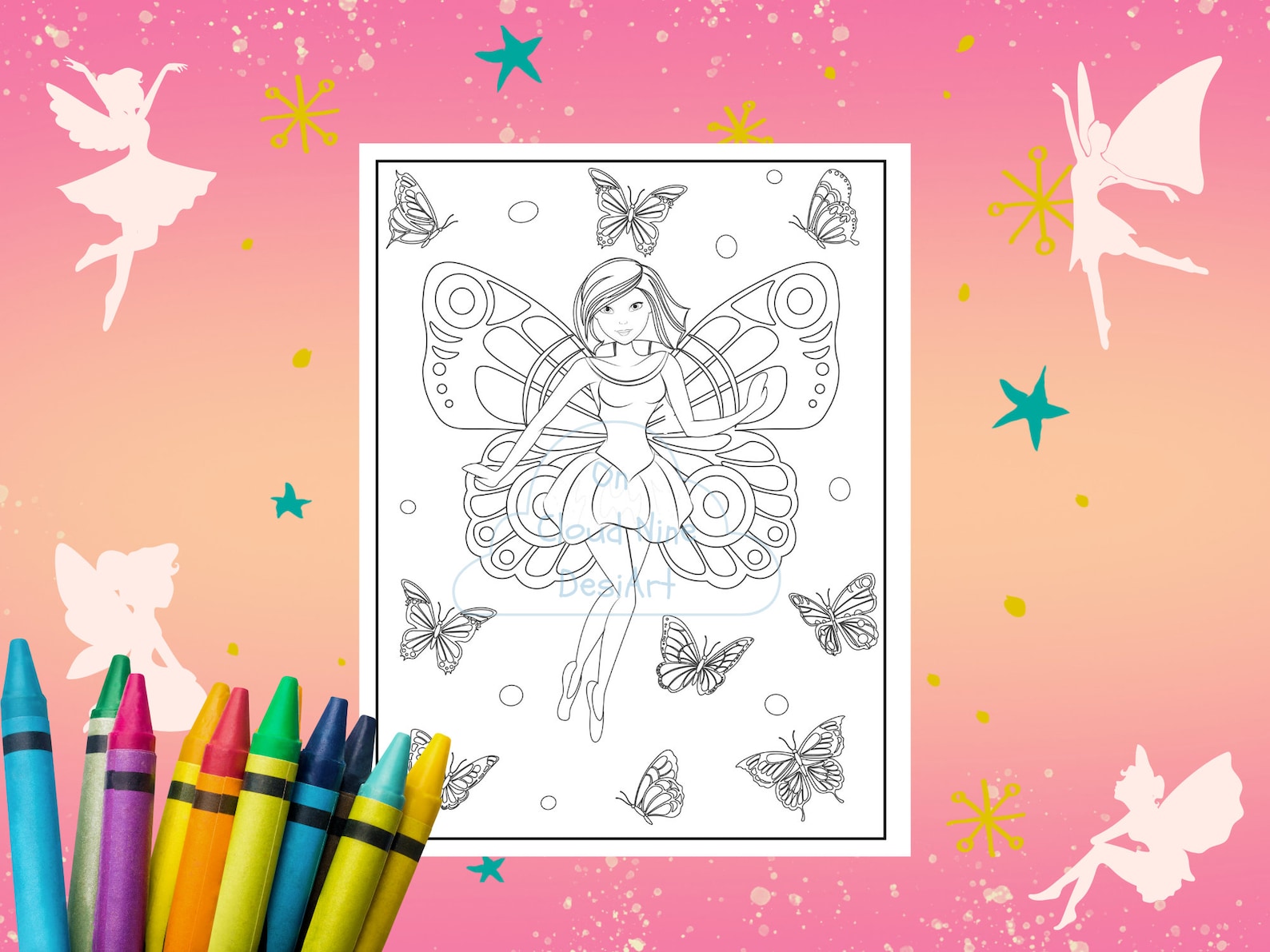 Fairy Coloring Pages, Fairy Coloring Book for Girls, Magical Fairy ...