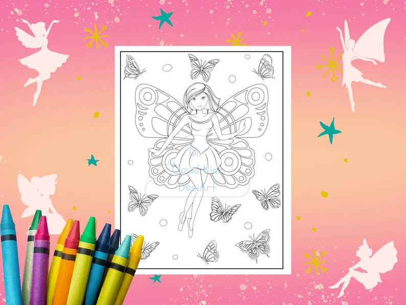 Fairy Coloring Pages, Fairy Coloring Book for Girls, Magical Fairy ...