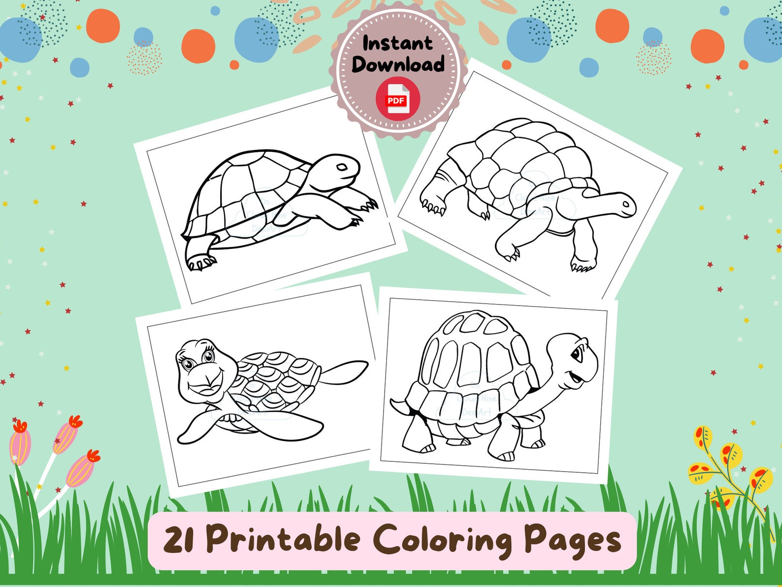 Turtle Coloring Pages, Sea Turtle Coloring Book for Kids, Turtles ...