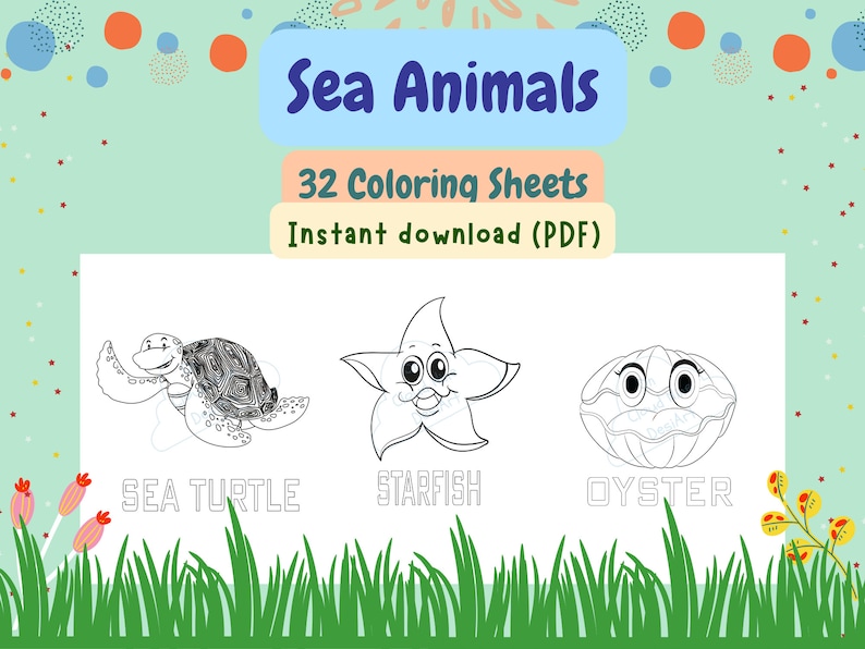 Sea Animals Coloring Pages, Under the Sea Animals Coloring Book for ...