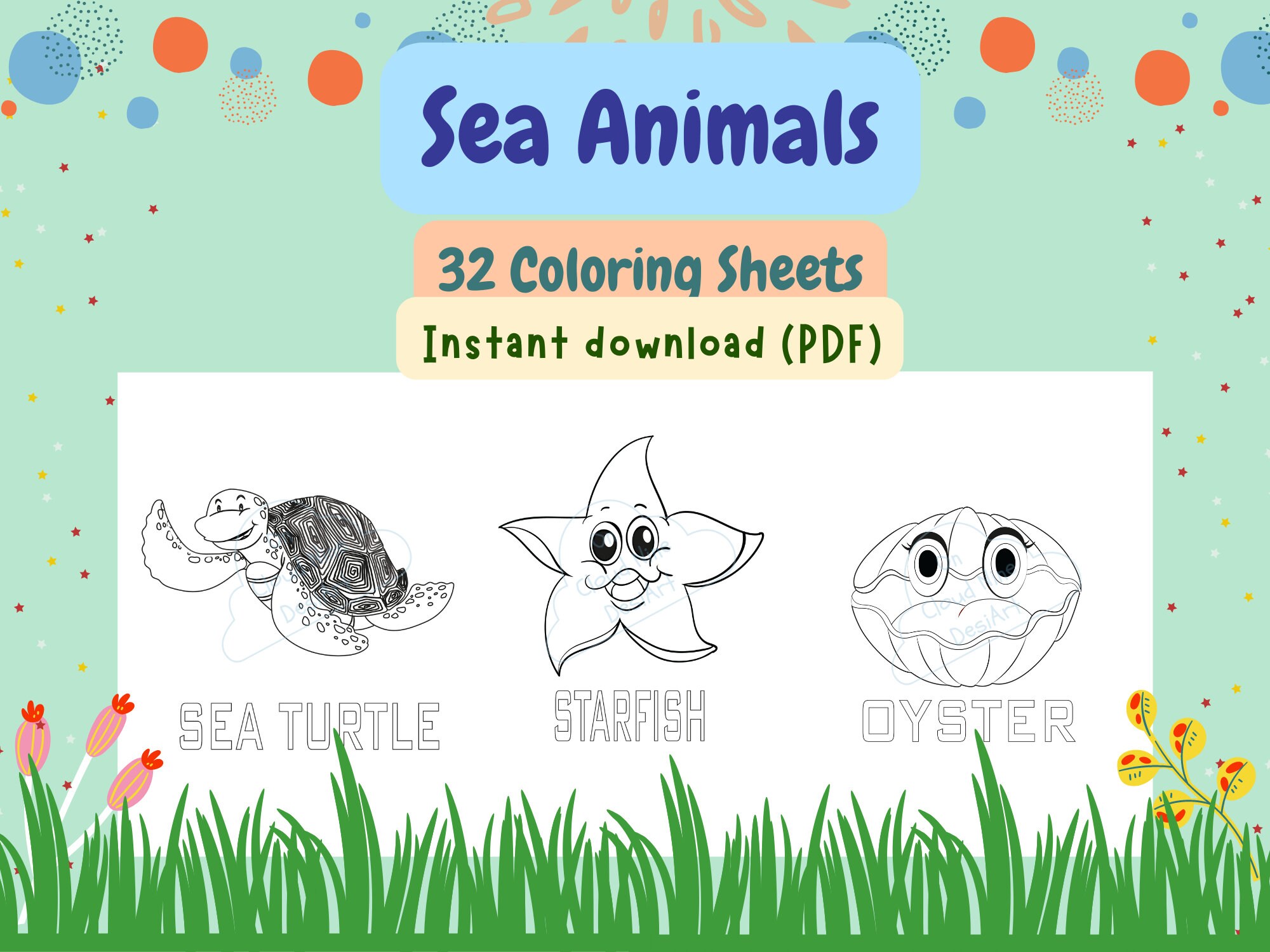 Sea Animals Coloring Pages, Under the Sea Animals Coloring Book for ...