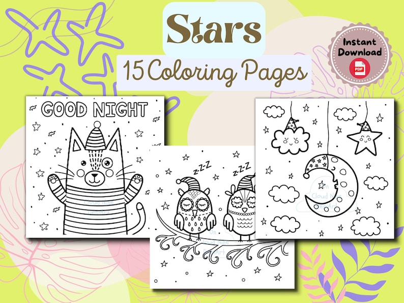 Stars Coloring Pages, Cute Stars Coloring Book, Star Coloring Sheets ...