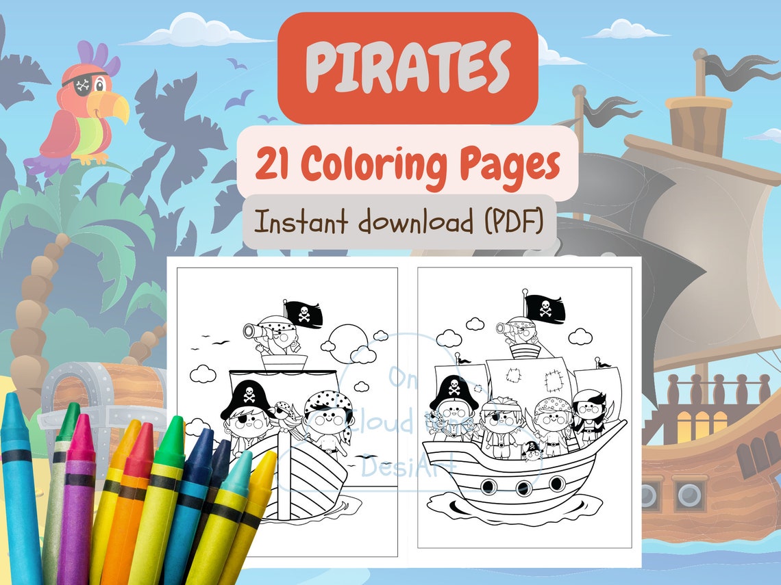 Pirate Coloring Pages, Pirates Coloring Book for Kids, Pirate Printable ...