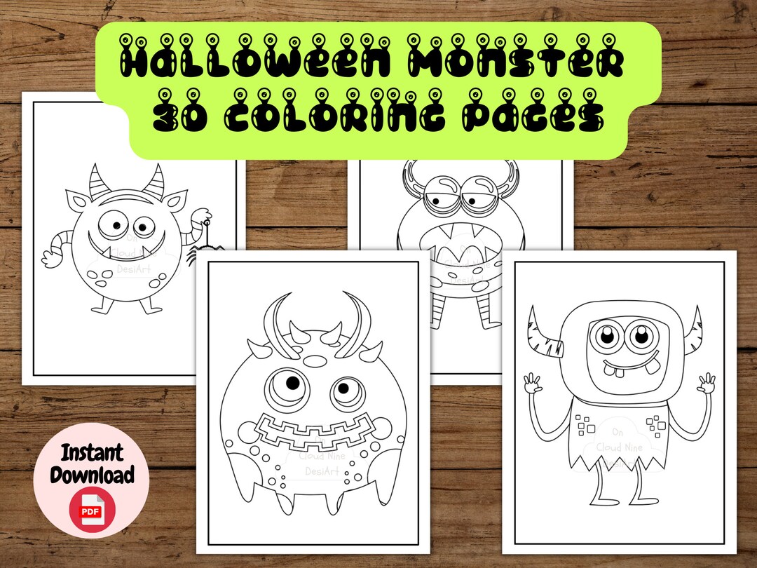 Halloween Monster Coloring Book, Monsters Colouring Pages for Kids ...