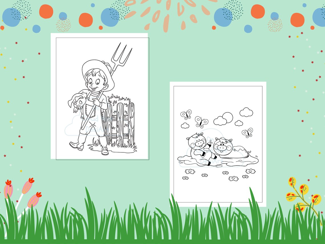 Pig Coloring Pages, Pigs Coloring Book for Kids, Pig Printable Activity ...