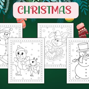 Christmas Coloring Pages for Kids, Winter Coloring Book, Santa, Snowman ...