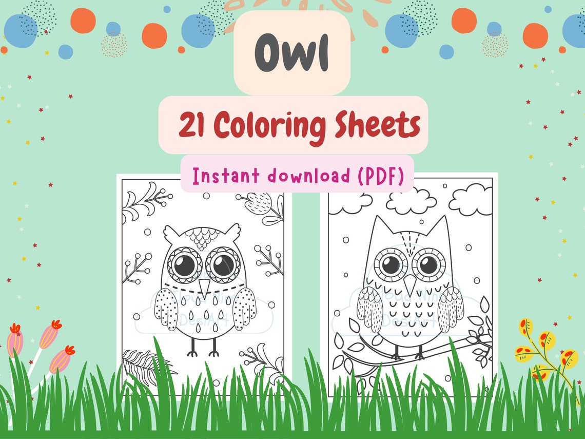 Owl Coloring Pages, Cute and Adorable Owl Coloring Book for Kids, Owl ...