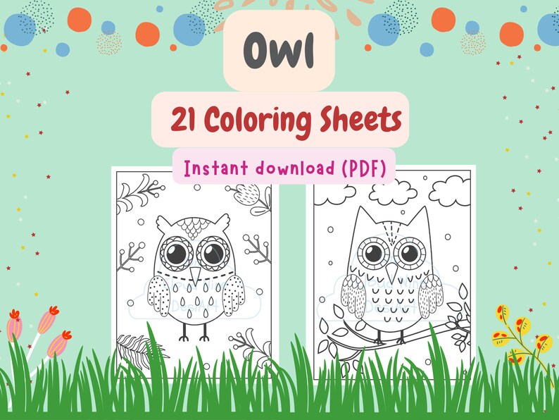 Owl Coloring Pages, Cute and Adorable Owl Coloring Book for Kids, Owl ...