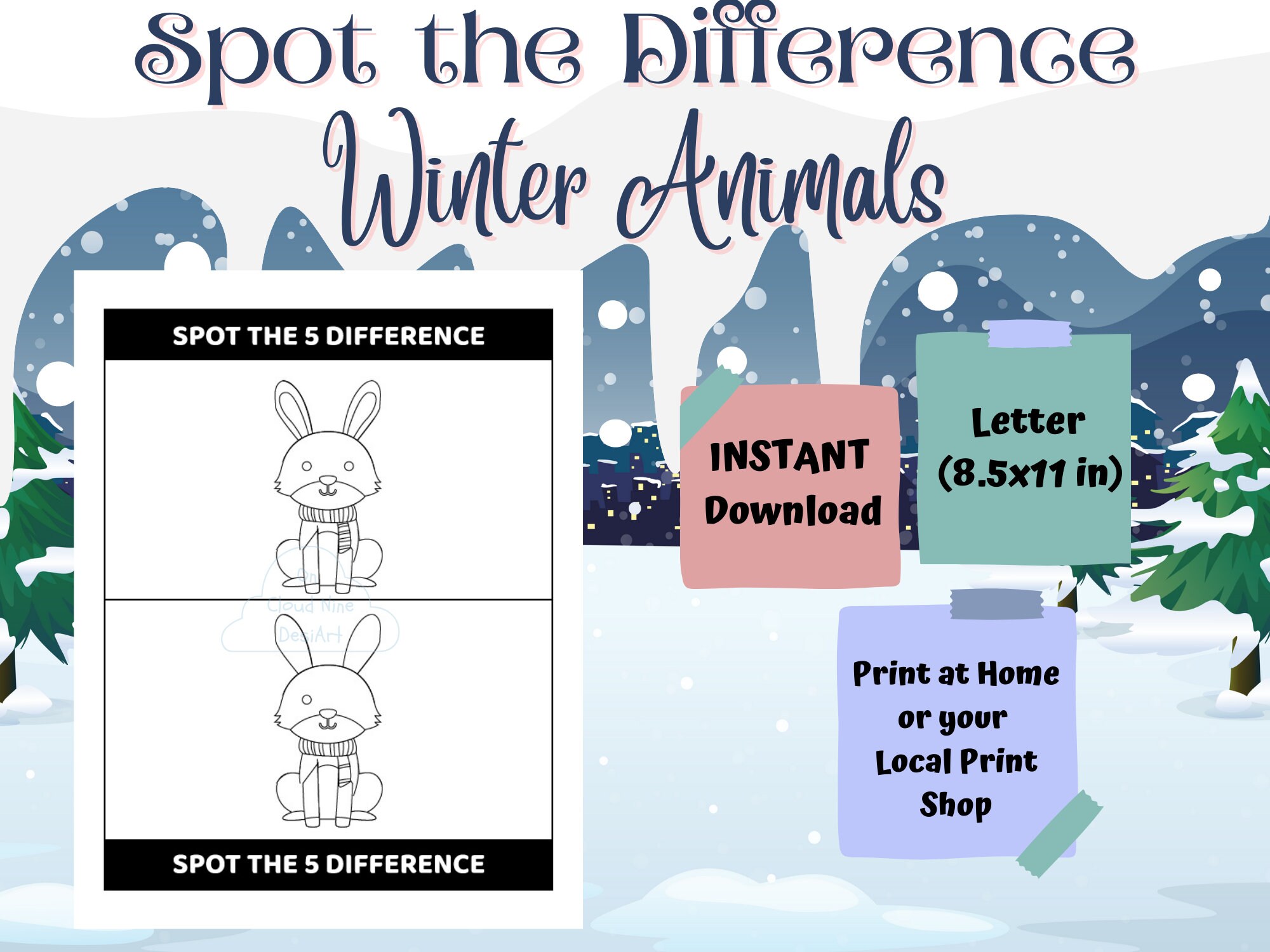Spot the Difference Printable Page, Find the Difference Activity Game ...