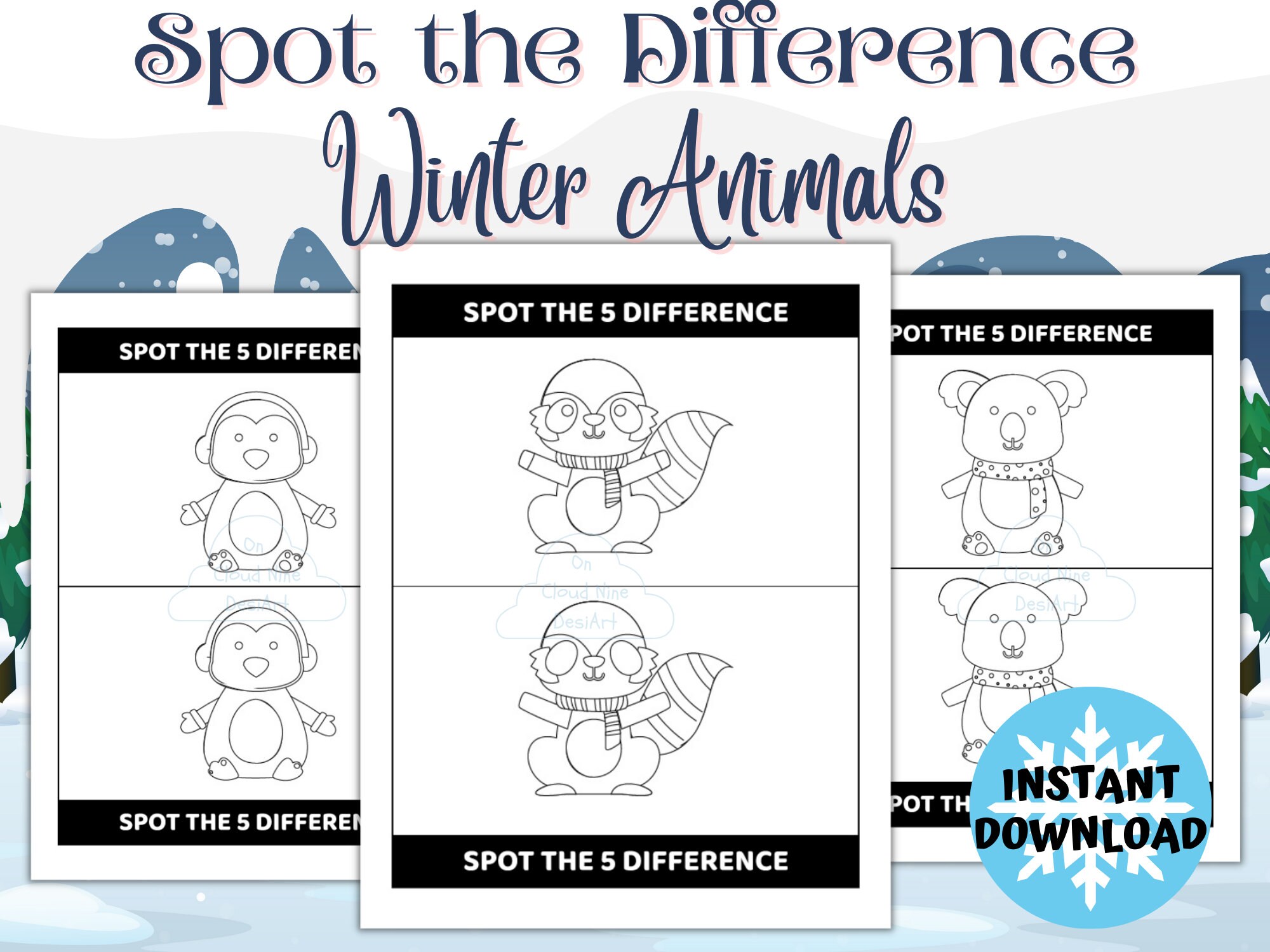 Spot the Difference Printable Page, Find the Difference Activity Game ...