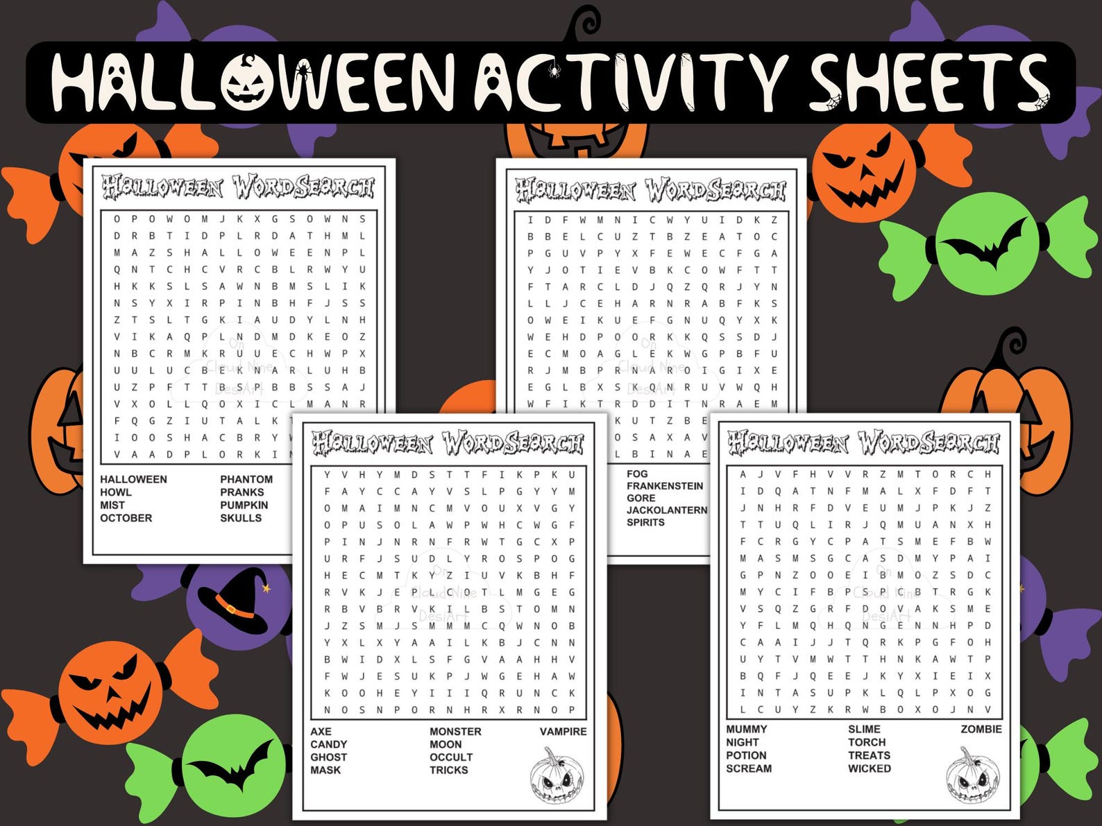 Halloween Activity Book Bundle, Printable Halloween Games for Kids ...