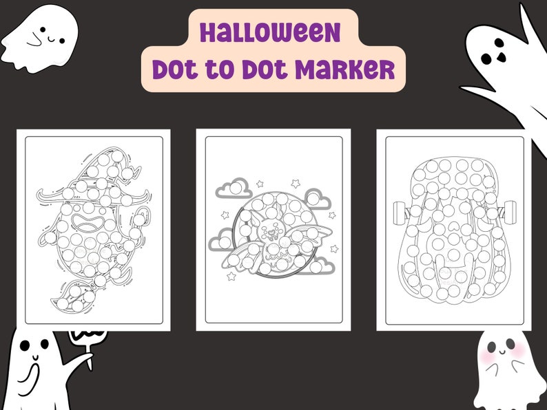 Halloween Dot Marker Printable, Halloween Dot to Dot Coloring Pages for ...