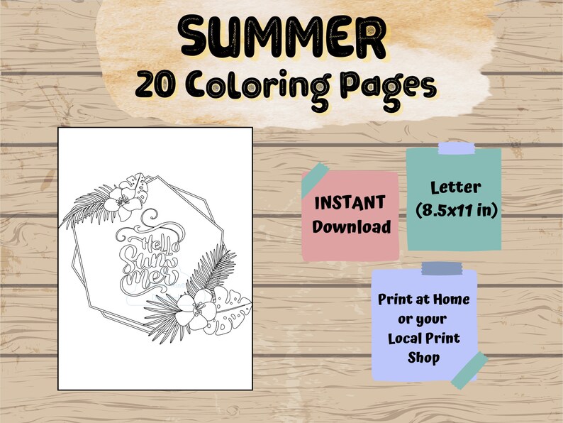 Summer Coloring Pages, Summer Fun Coloring Book for Kids, Teens ...