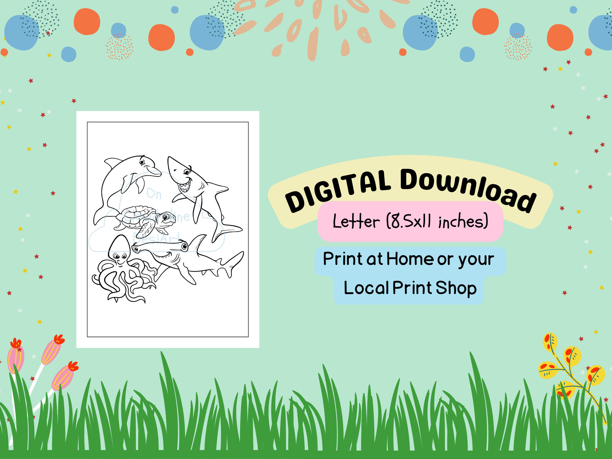 Sharks Coloring Pages, Cute Sharks Coloring Book for Kids, Sharks ...