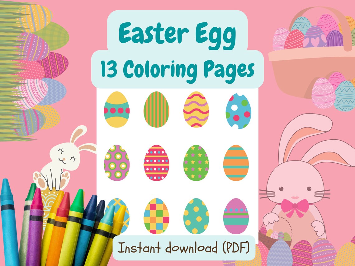 Easter Egg Coloring Pages, Easter Egg Coloring Book, Printable Activity ...