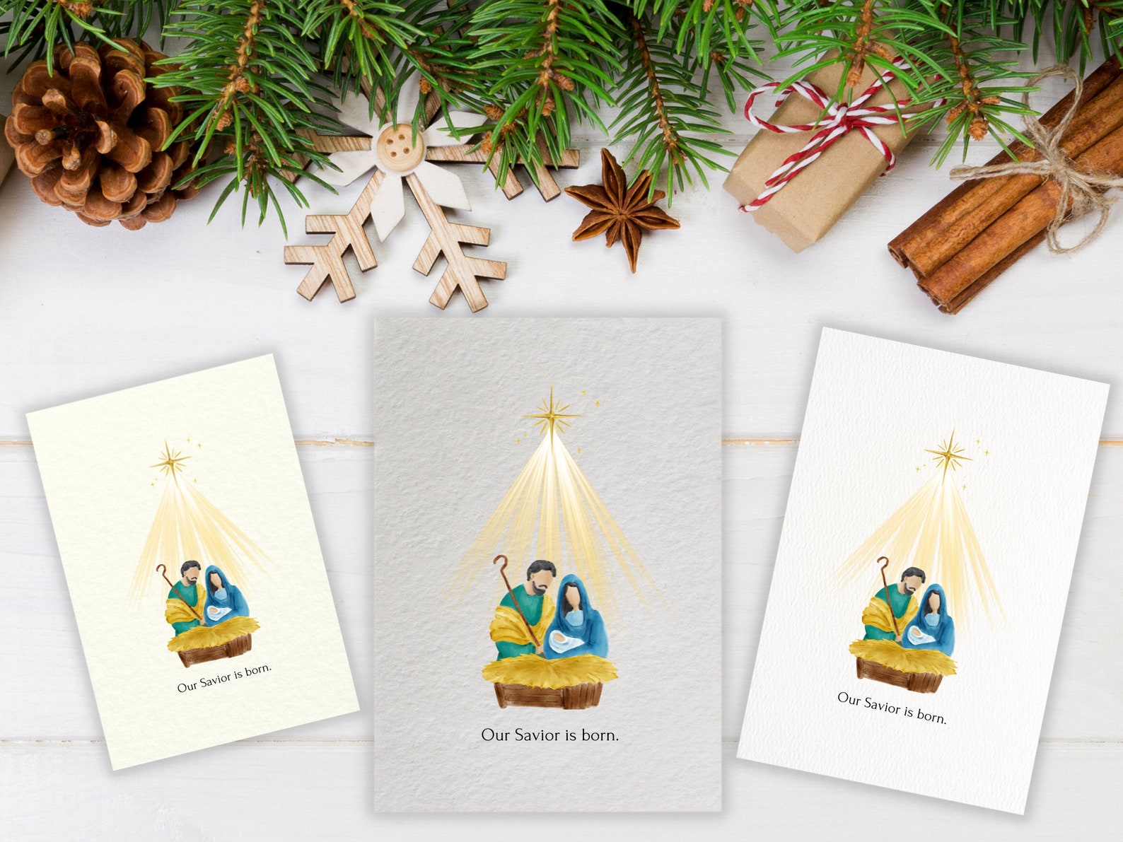 Printable Watercolor Nativity Christmas Card, Holy Family Christmas ...