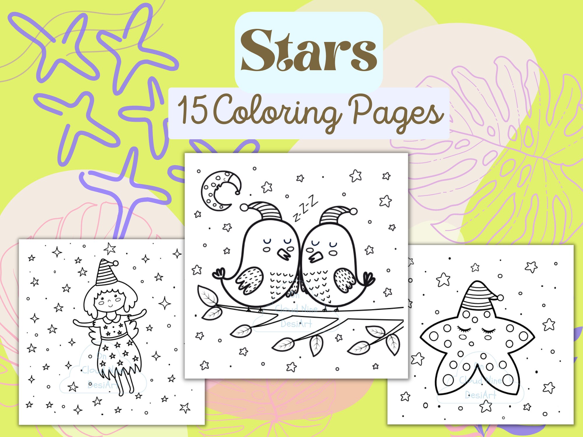 Stars Coloring Pages, Cute Stars Coloring Book, Star Coloring Sheets ...