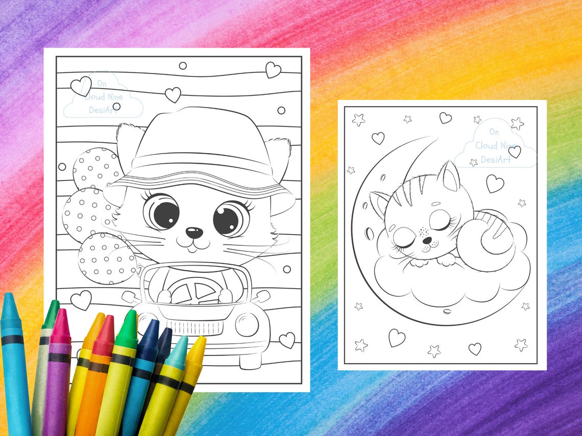 Kitten Coloring Pages, Cute Kitten Coloring Book, Printable Activity ...