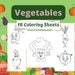 Vegetable Coloring Pages, Vegetable Coloring Book for Kids, Veggie ...