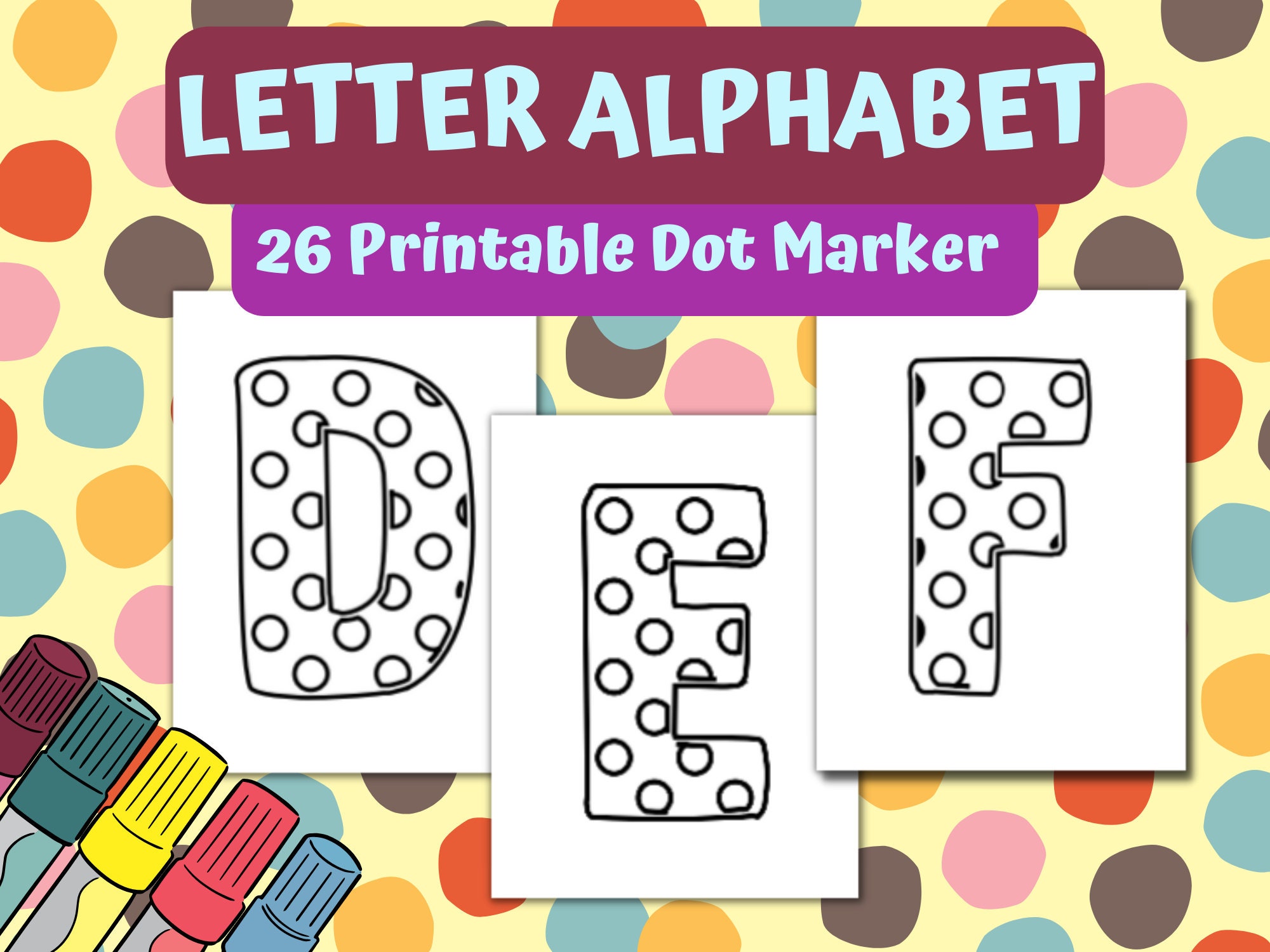 Alphabet Dot Marker Pages for Toddlers Kids, Dot to Dot Alphabet ...