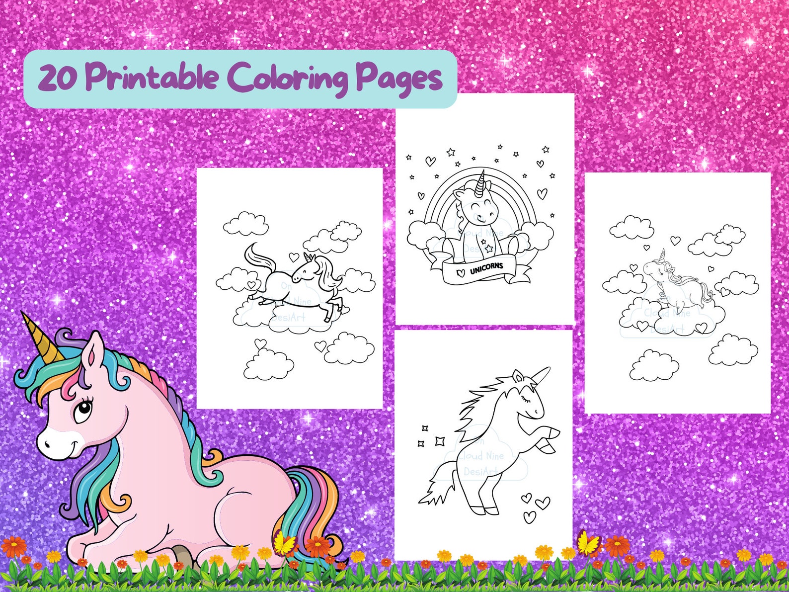 Unicorn Coloring Pages, Cute Unicorn Coloring Book for Girls, Unicorn ...