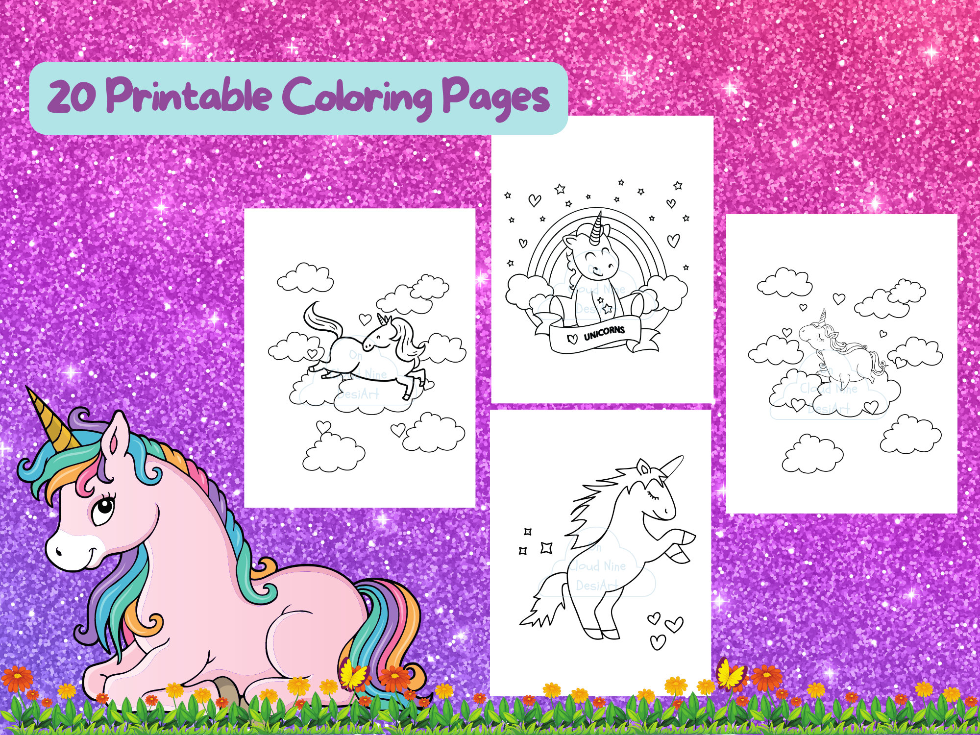 Unicorn Coloring Pages, Cute Unicorn Coloring Book for Girls, Unicorn ...