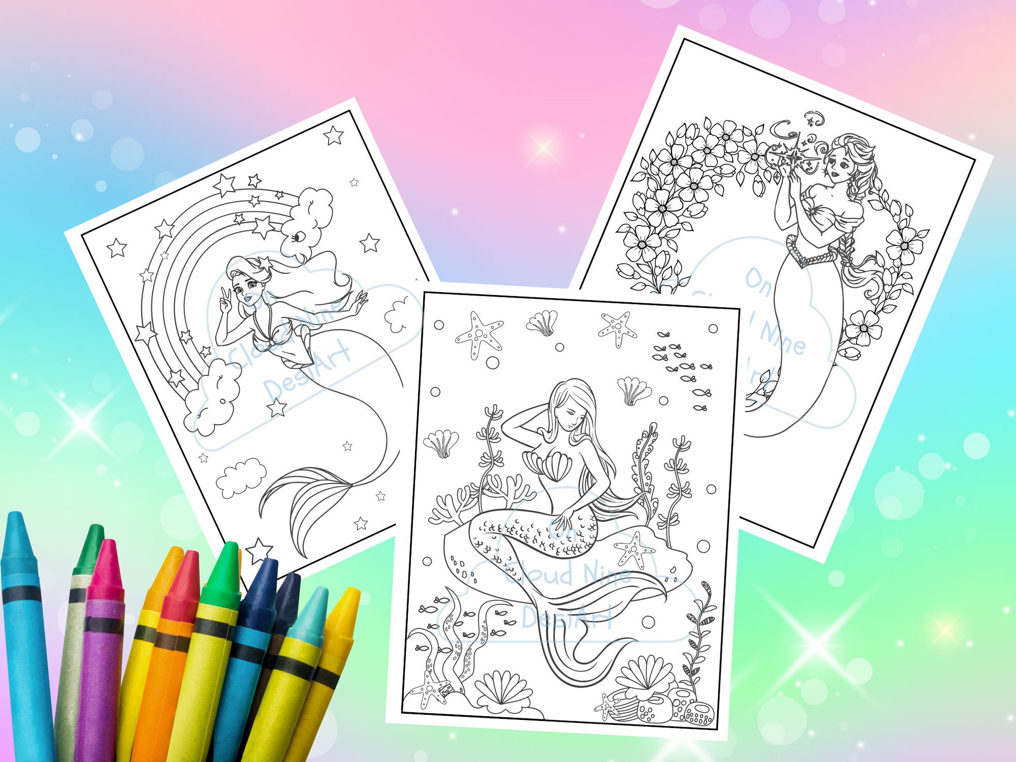 Mermaid Coloring Pages, Mermaid Coloring Book, Mermaid Printable ...