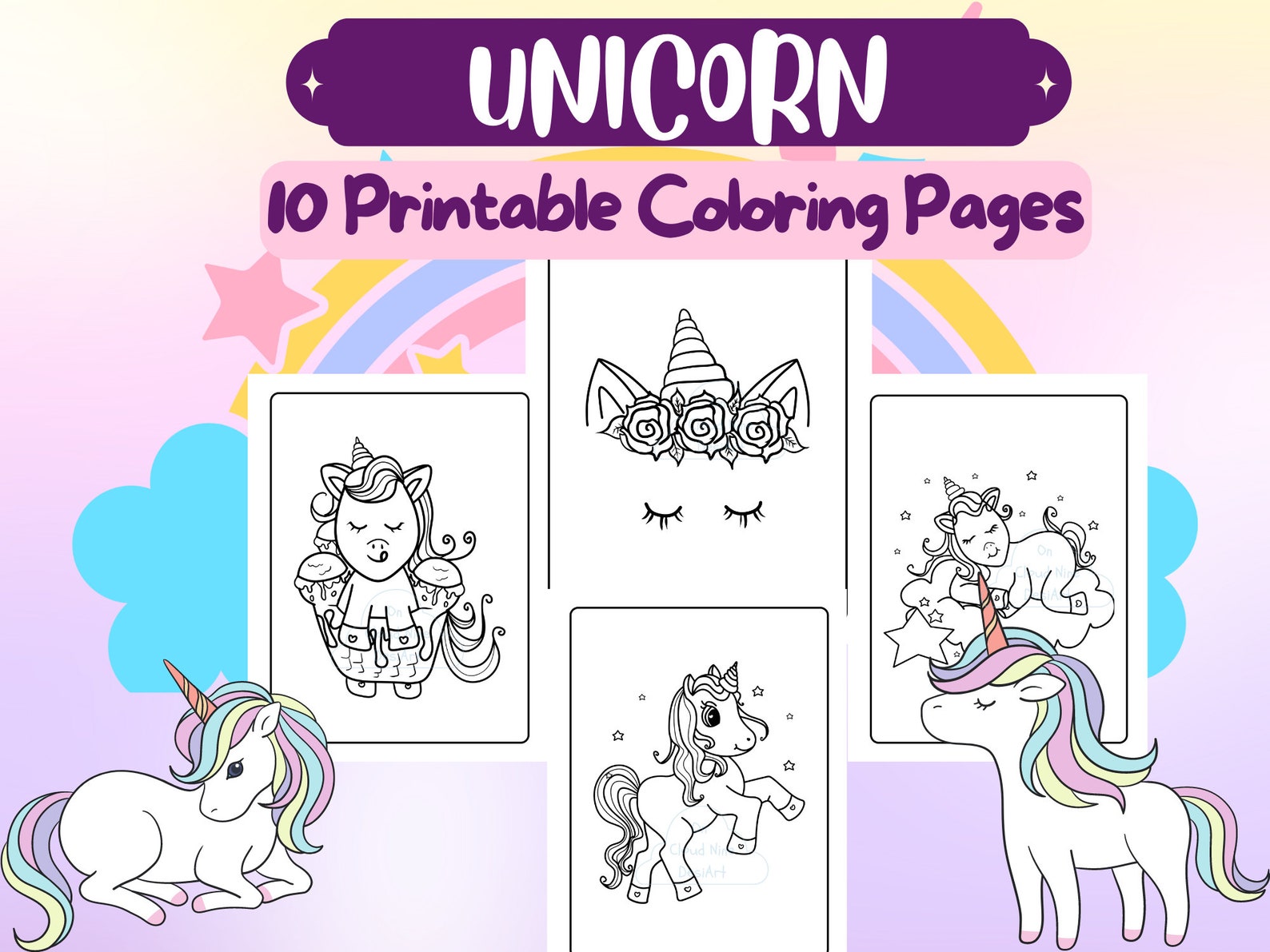 Cute Unicorn Coloring Pages, Unicorn Coloring Book for Girls, Unicorn ...