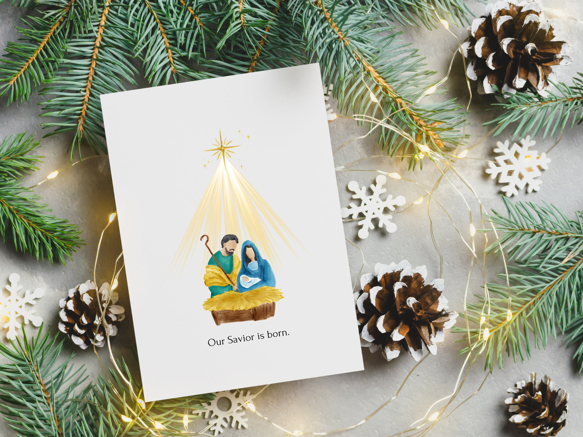 Printable Watercolor Nativity Christmas Card, Holy Family Christmas ...