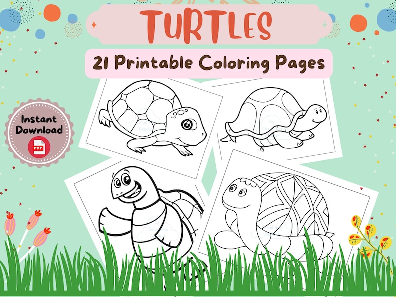 Turtle Coloring Pages, Sea Turtle Coloring Book for Kids, Turtles ...