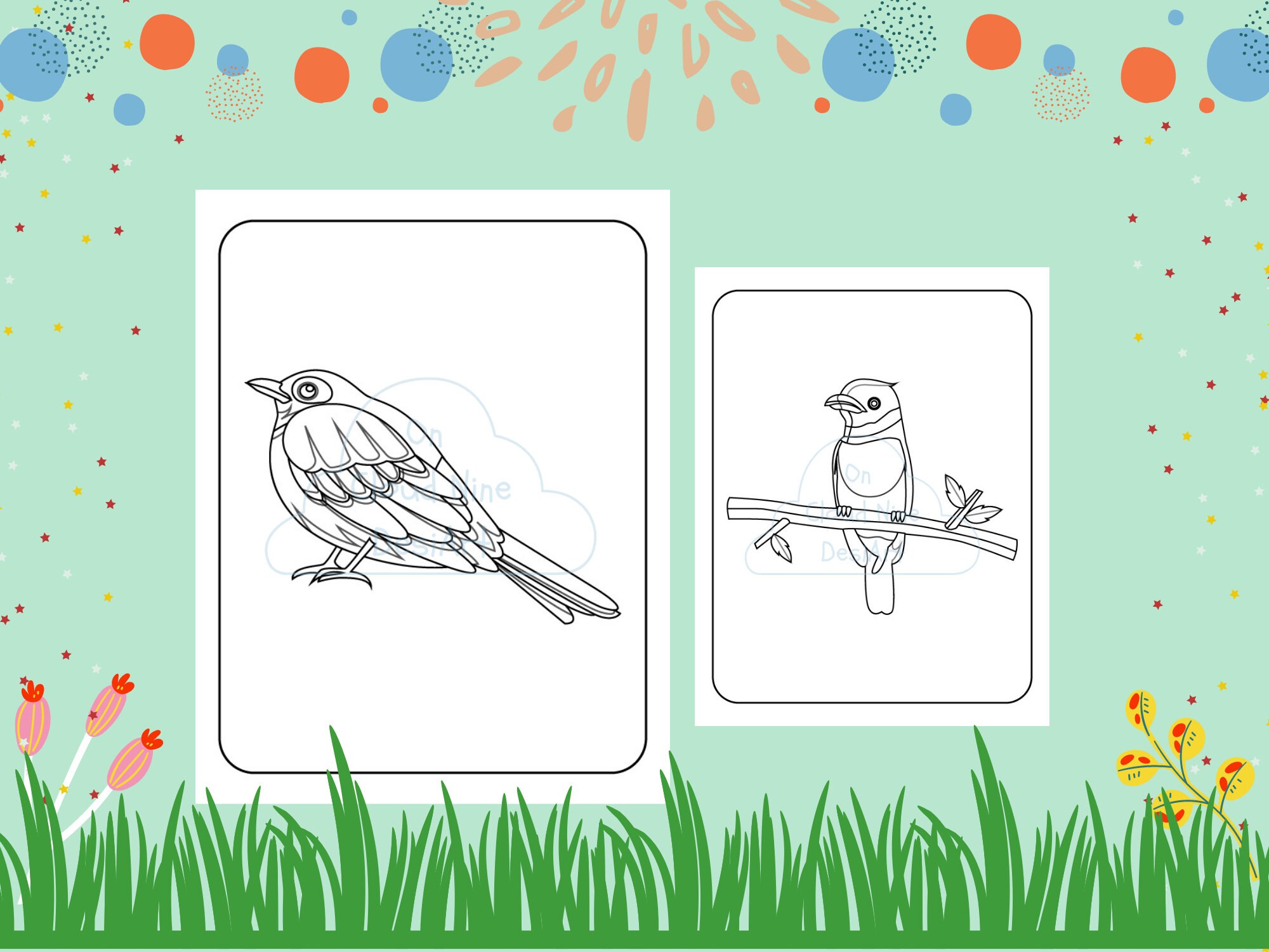 Bird Coloring Pages, Birds Coloring Book for Kids, Bird Printable ...