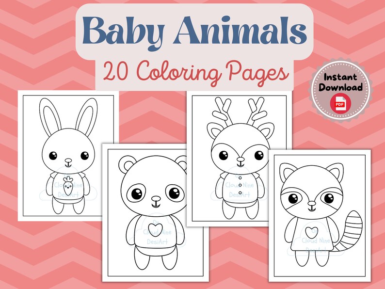 Baby Animal Coloring Pages, Safari Coloring Book, Jungle Animal ...