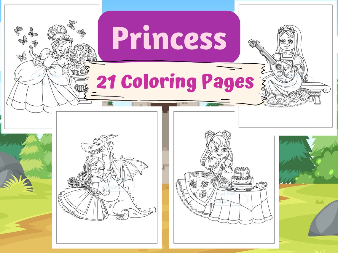 Princess Coloring Pages, Princess Coloring Book for Girls, Princess ...
