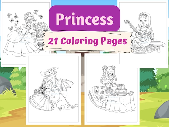 Princess Coloring Pages Princess Coloring Book for Girls | Etsy