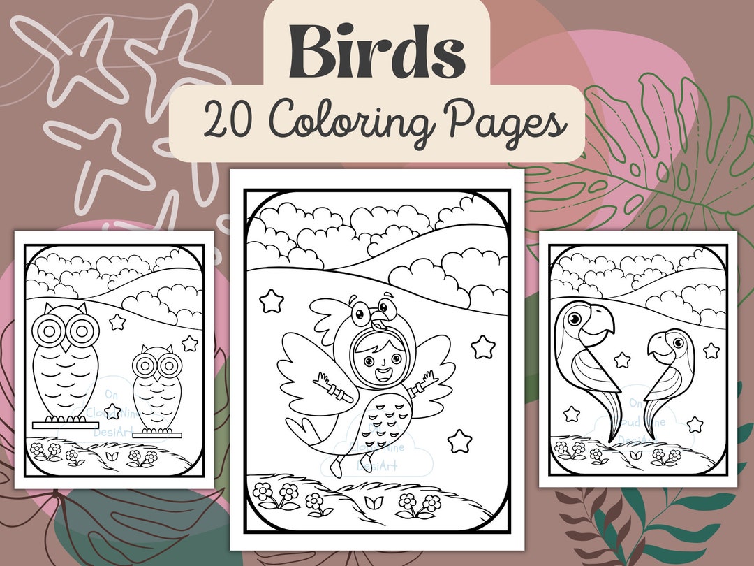 Birds Printable Coloring Pages, Birds Coloring Book Kids Bird, Bird ...