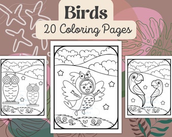 6 Beautiful Birds Printable Coloring Pages Coloring (Download Now) - Etsy