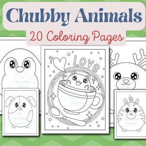 Cute Animal Coloring Pages, Chubby Animals Coloring Book, Baby Animal ...