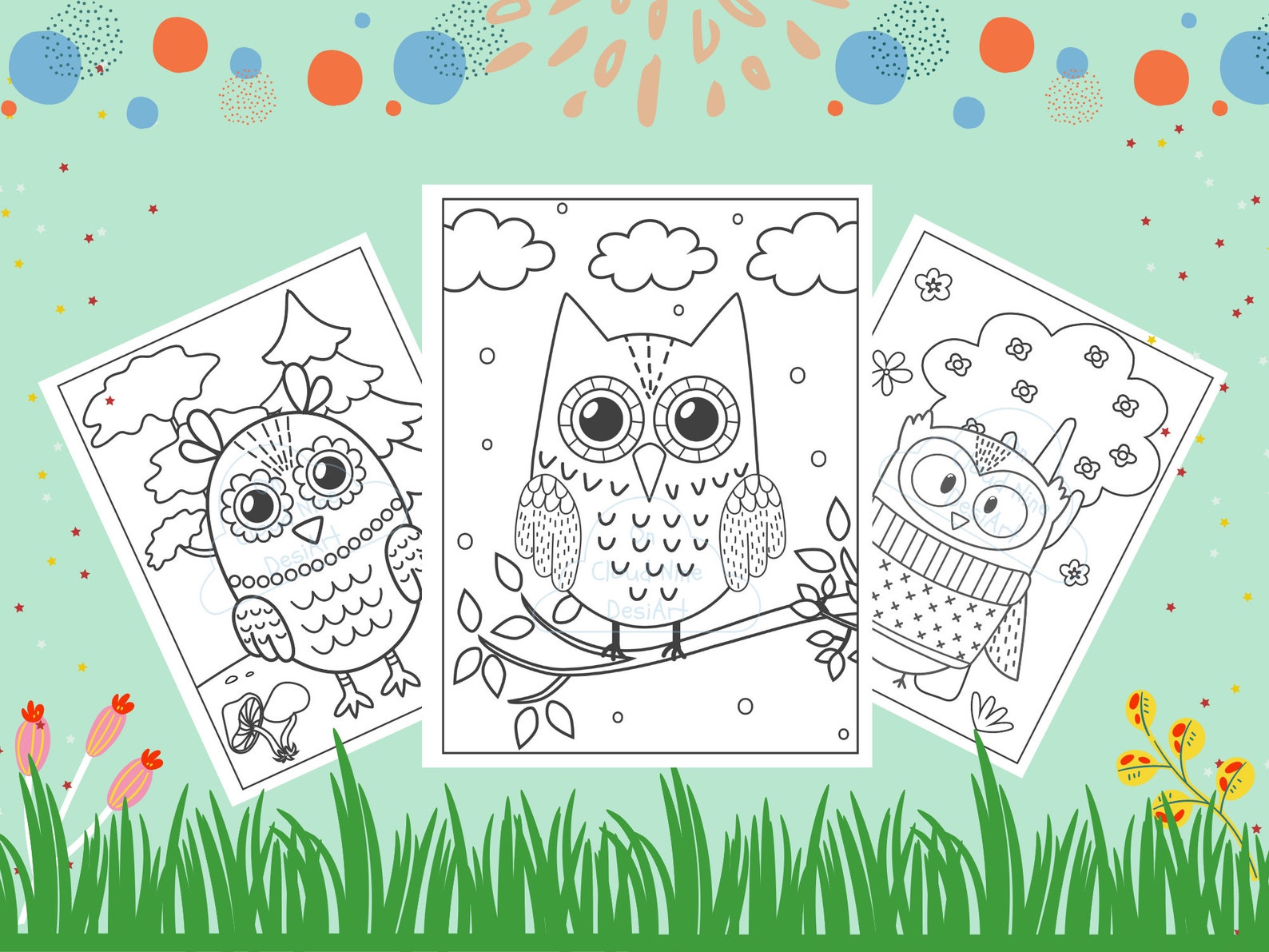 Owl Coloring Pages, Cute and Adorable Owl Coloring Book for Kids, Owl ...