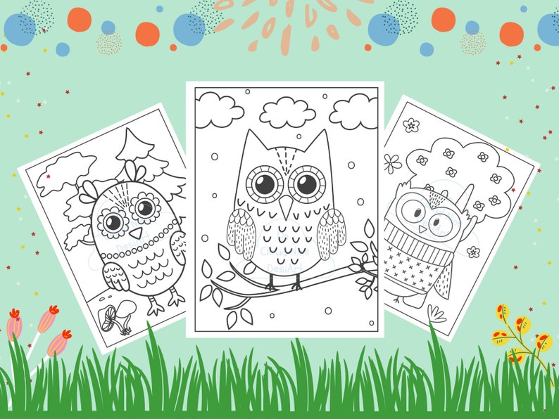 Owl Coloring Pages, Cute and Adorable Owl Coloring Book for Kids, Owl ...
