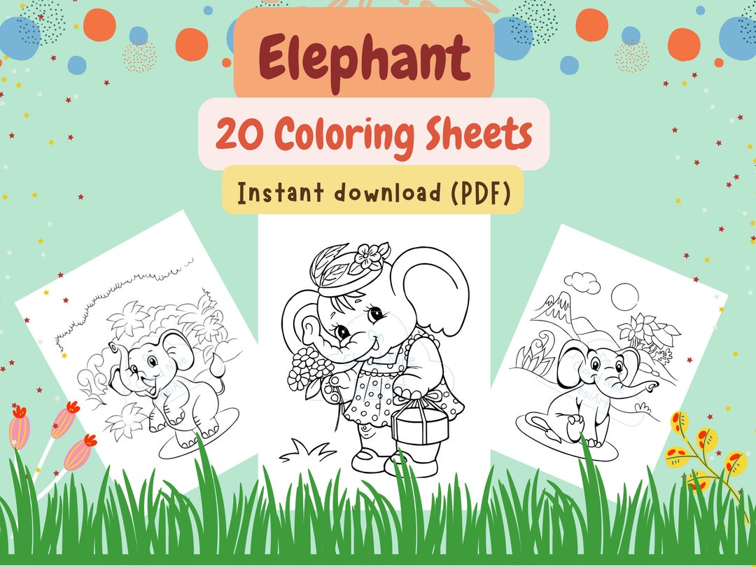 Elephant Coloring Pages, Cute Elephant Coloring Book for Kids, Elephant ...